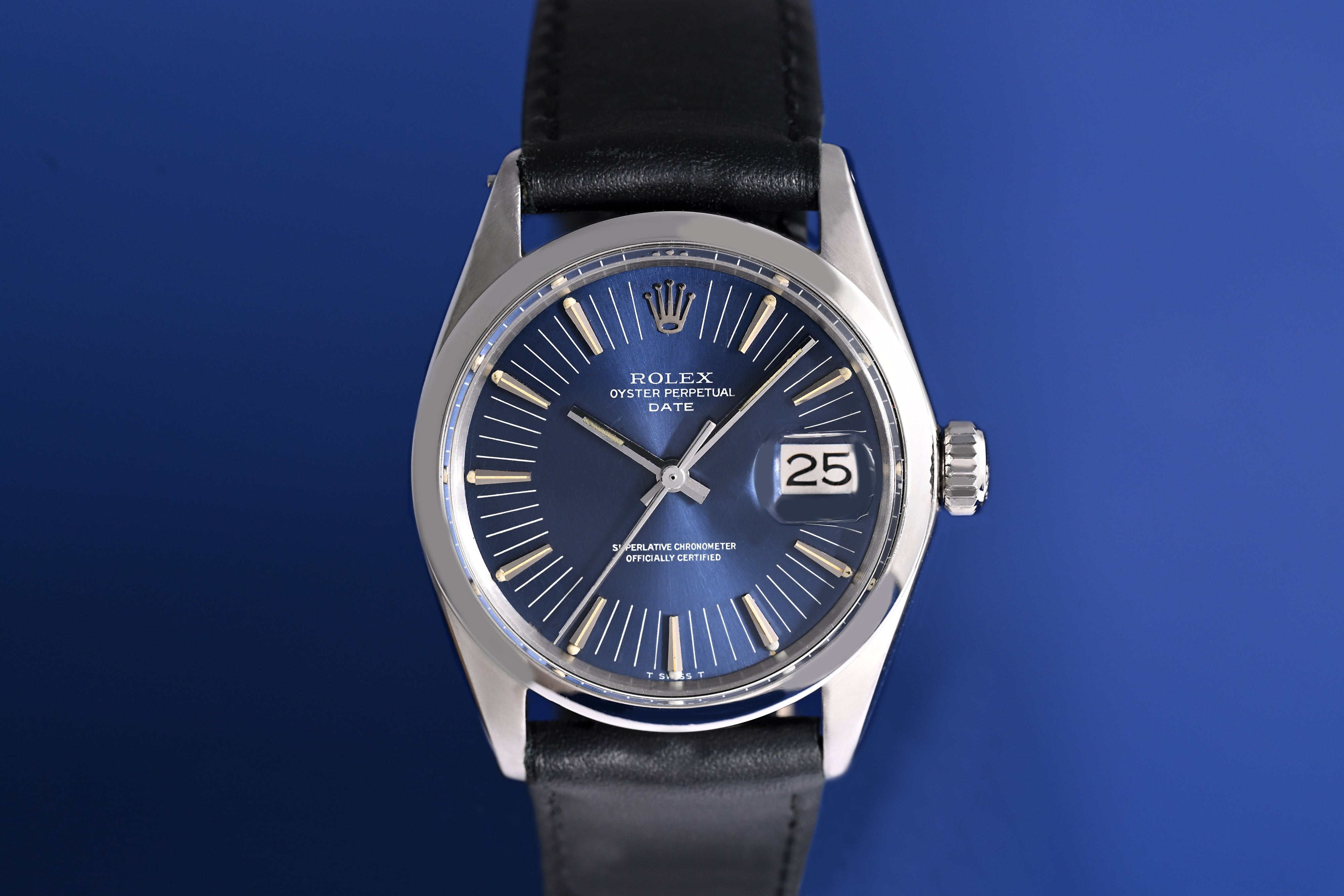 Rolex Date - 15000 - Rare Blue Radial Dial - Watch Only – Rothfuss ...