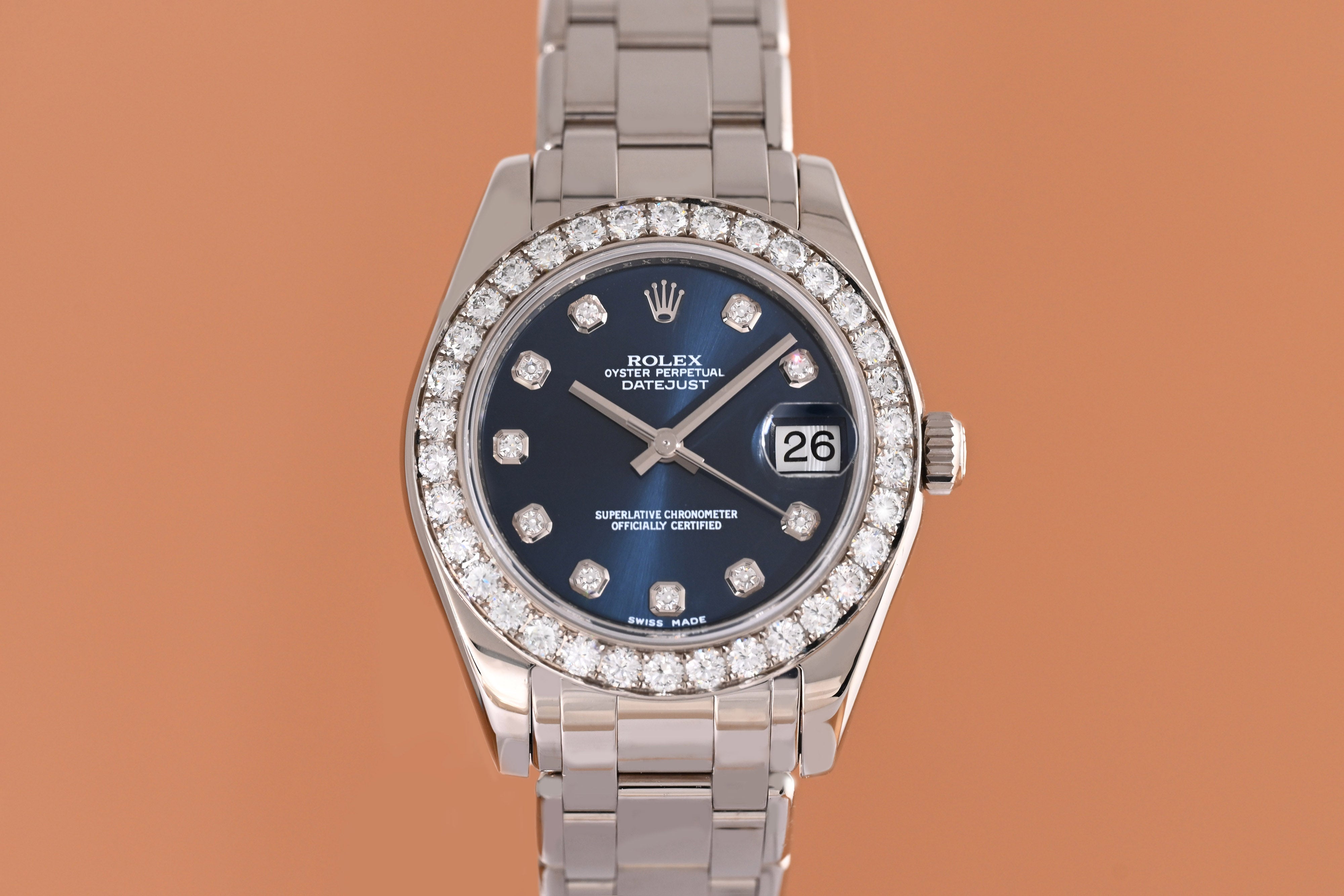 Rolex Pearlmaster White Gold Blue Dial- 34 mm - LC100 - Box & Papiere ...